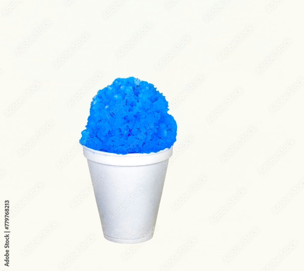 Blue Raspberry Hawaiian Shave Ice, Shaved Ice or a Snow Cone in a white ...