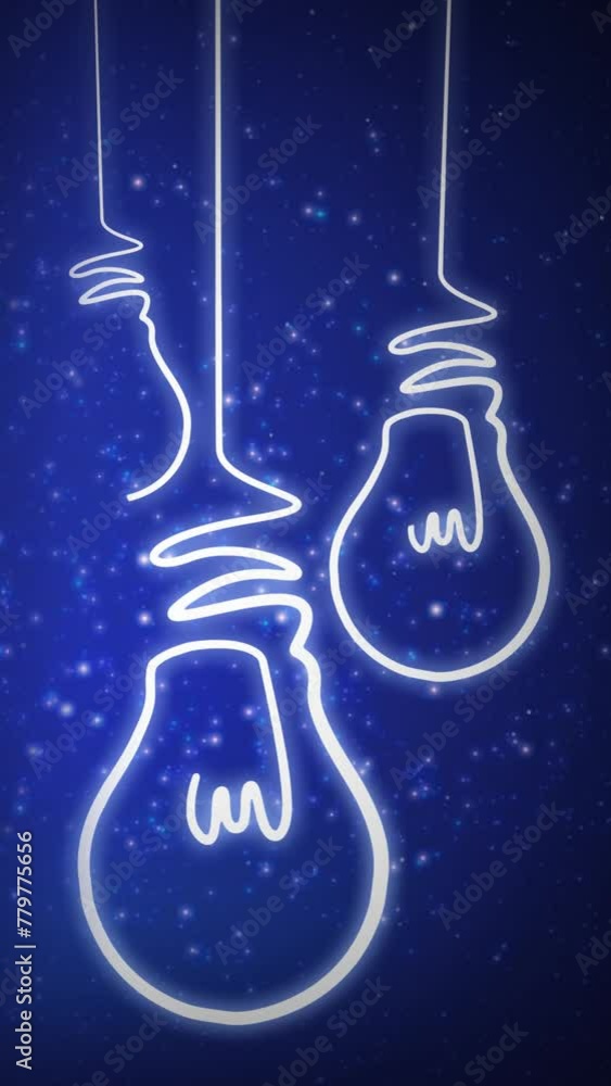 Vidéo Stock Vertical Light Bulb Glowing Lines on Stars 4K features ...