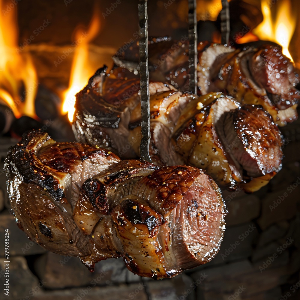 Picanha with its signature fat cap slowly roasting on the BBQ promising ...