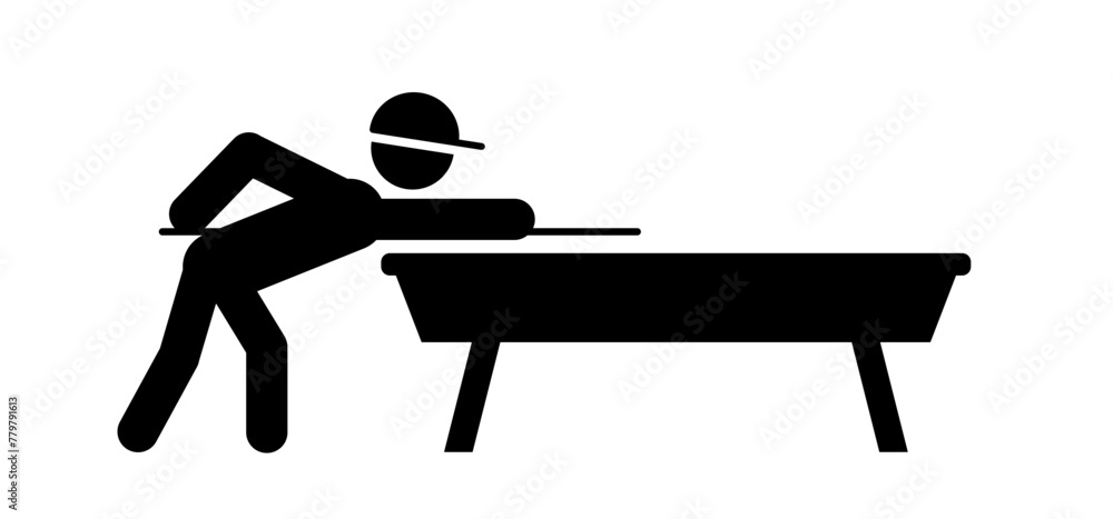 Stickman play billiards on billiard table or snooker table with cues ...