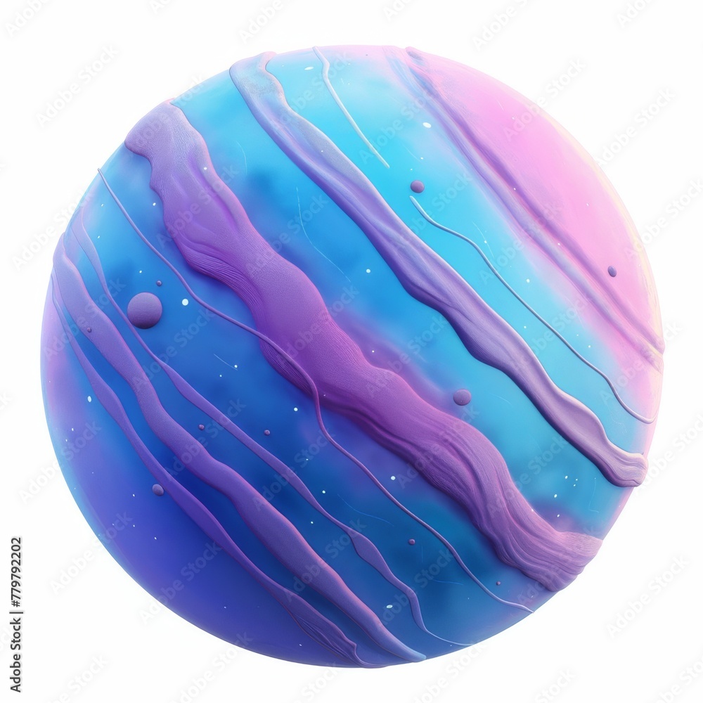 Neptune is a planet of the solar system, Fantasy cartoon style, 3 D ...