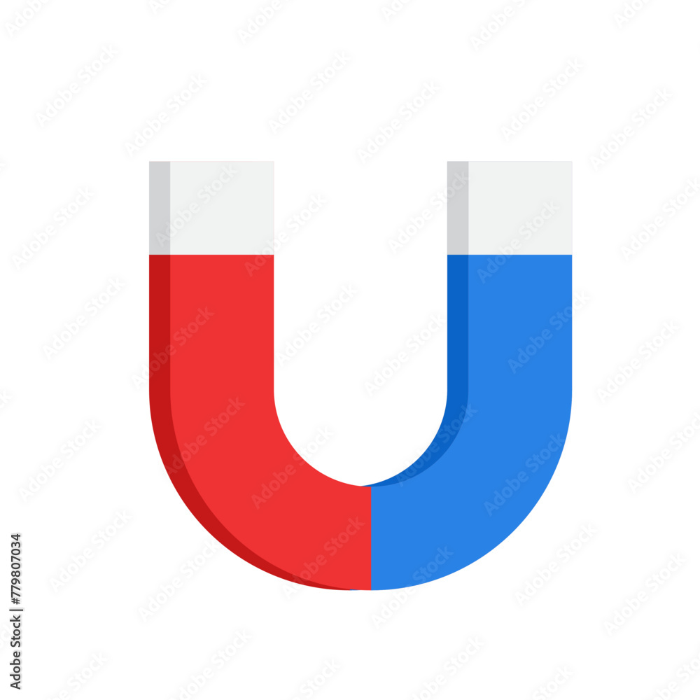Red blue horseshoe magnet symbol magnetism science illustration vector ...