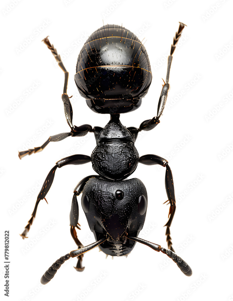 Ant top view isolated on a transparent PNG background, white background ...