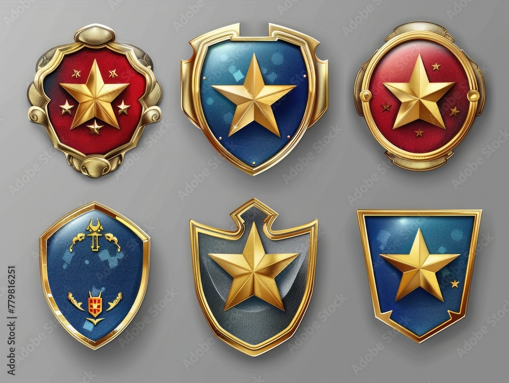 Badge templates for achievement recognition in gaming education Stock ...