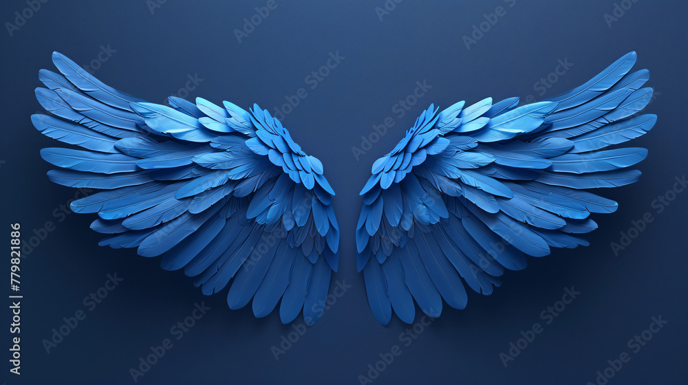3D rendering fantasy bird wings, eagle spreading wings decorative noble ...