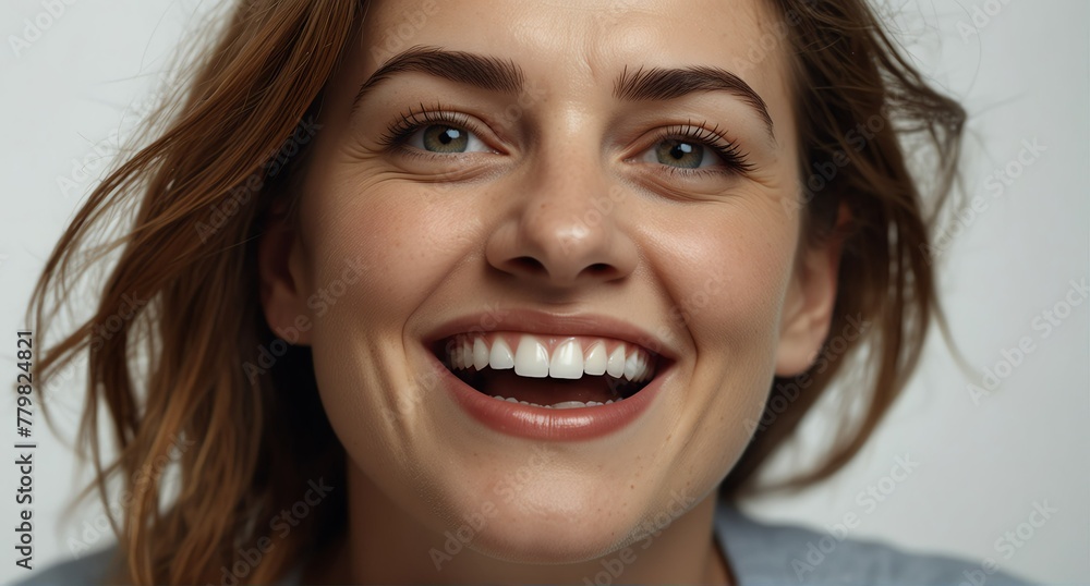 young british middle aged woman on plain bright white background ...