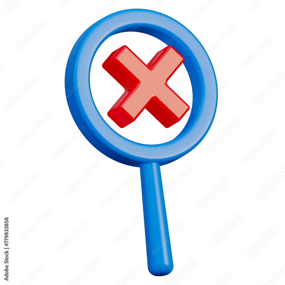 ภาพประกอบสต็อก Magnifying glass with error sign. Finding problems and ...