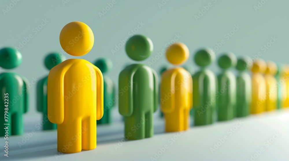 one user icon in yellow color is standing out from the other basic ...