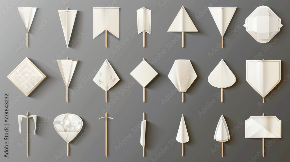 Oval, triangular, rectangular, and double edge pennants isolated on ...
