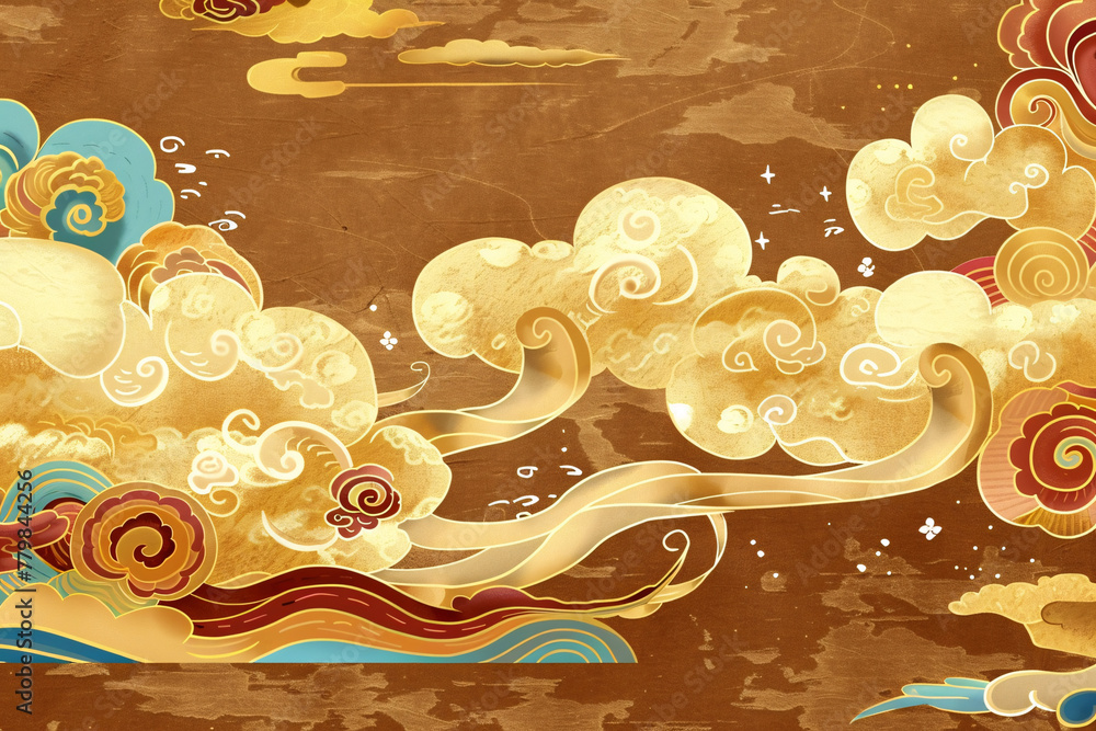 Chinese style Dunhuang flying beige auspicious clouds classical ...