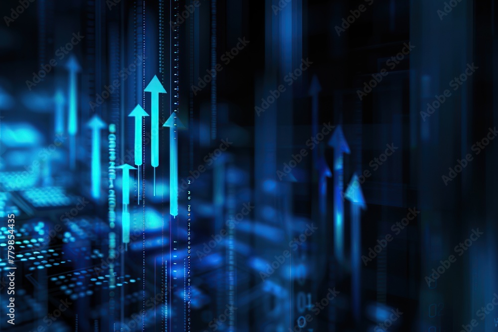 High tech stock market data on digital screen. Dark dynamic background ...