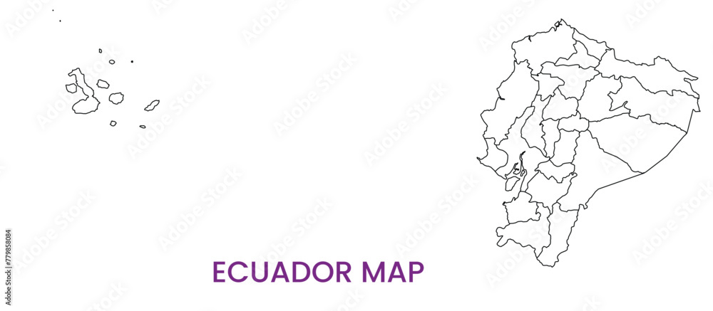 High detailed map of Ecuador. Outline map of Ecuador. South America ...