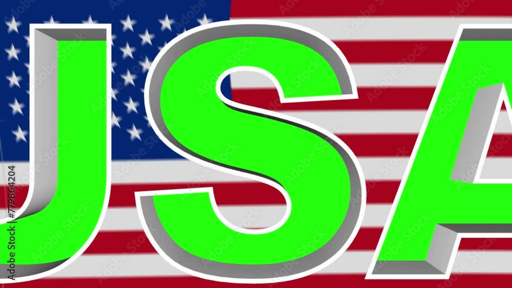 USA name green screen animation. USA flag waving Stock Video | Adobe Stock