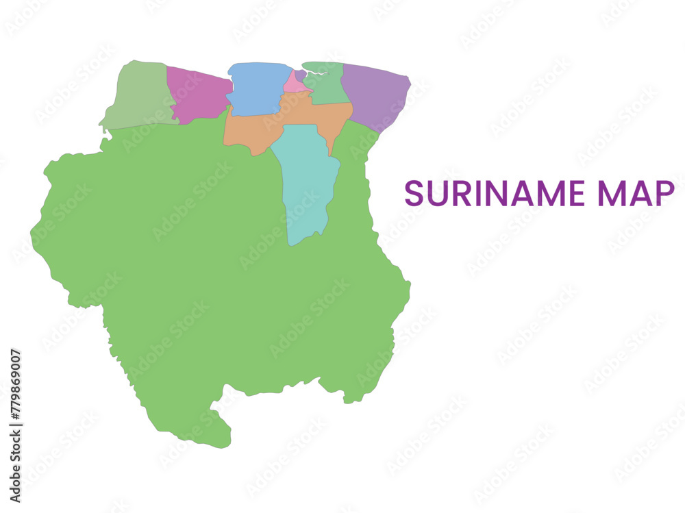 High detailed map of Suriname. Outline map of Suriname. South America ...