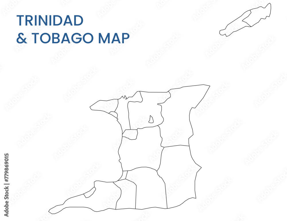 High detailed map of Trinidad and Tobago. Outline map of Trinidad and ...