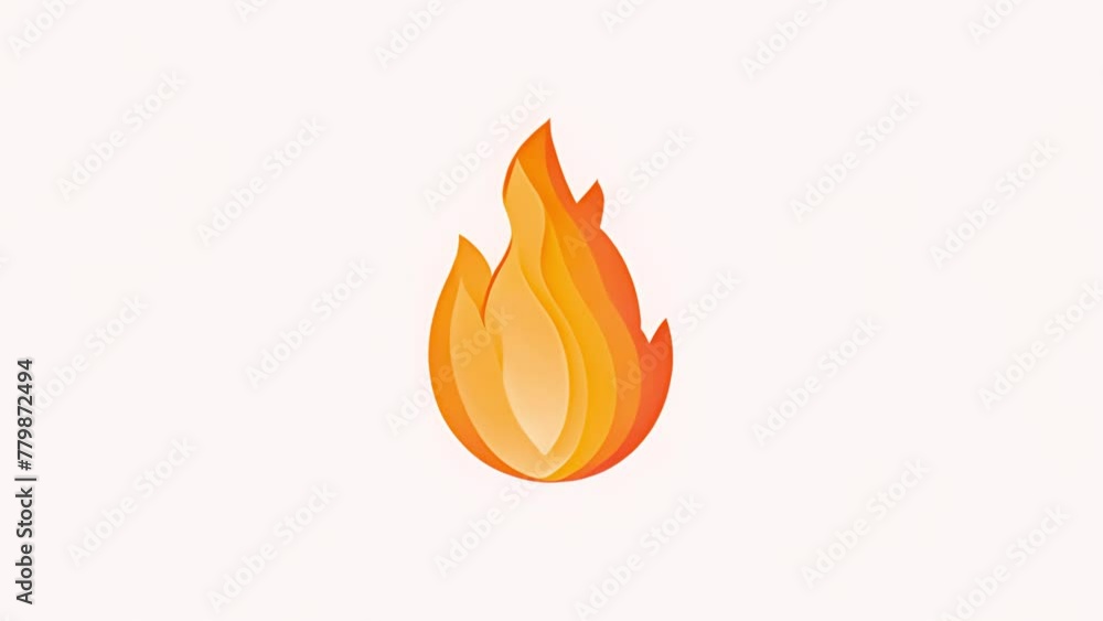 Fire flame animation isolated on white background. Cartoon style fire ...