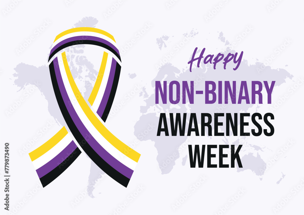 Happy Non-Binary Awareness Week poster vector illustration. Non-Binary ...