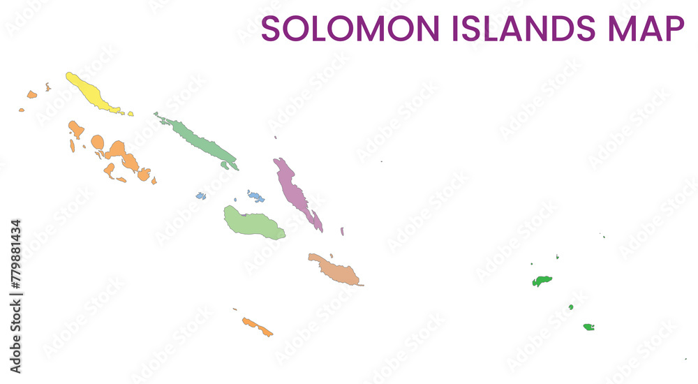 Vetor do Stock: High detailed map of Solomon Islands. Outline map of ...