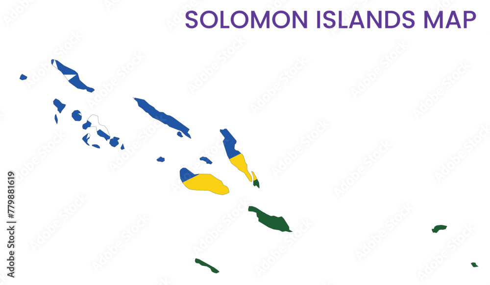Vetor de High detailed map of Solomon Islands. Outline map of Solomon ...