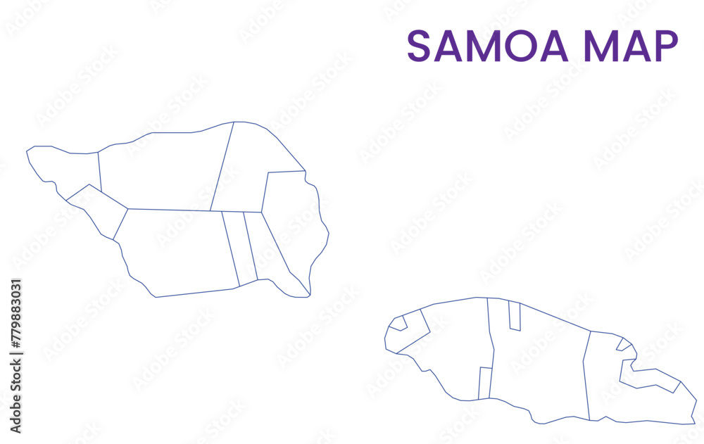 High detailed map of Samoa. Outline map of Samoa. Oceania Stock Vector ...