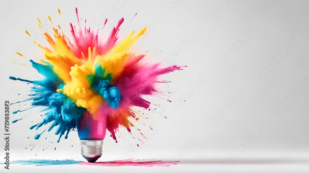 Innovation and creativity concept, explosion of ideas illustrated by a ...