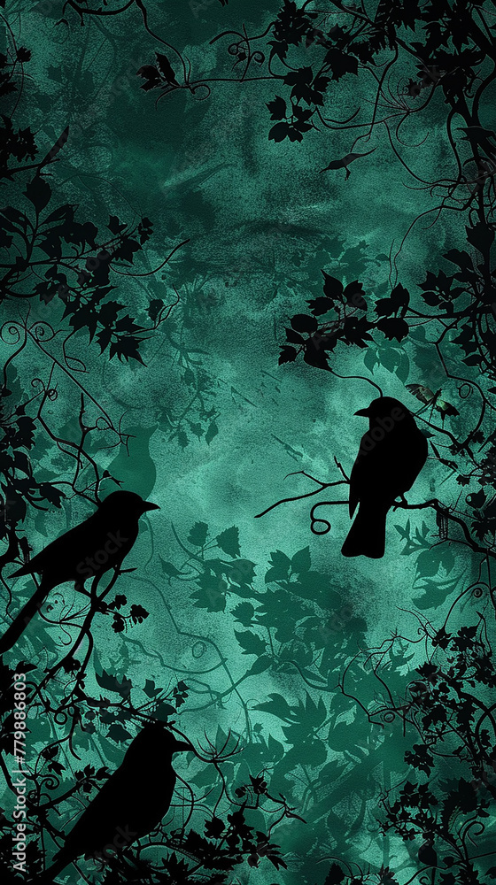 A lush, vintage flock wallpaper pattern featuring an opulent garden at ...