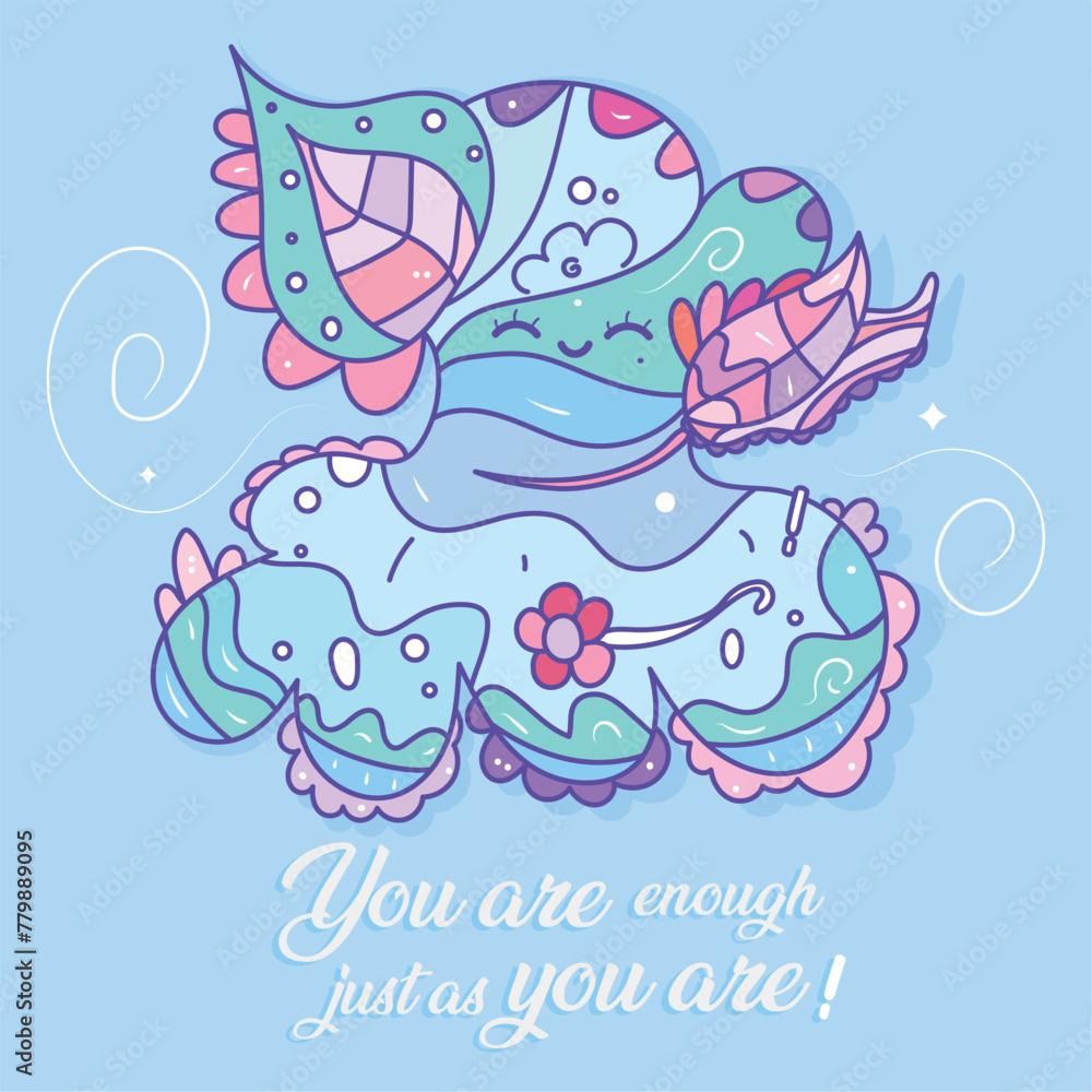 Eres suficiente, eres, frase motivacional, vector tierno con estilo de ...