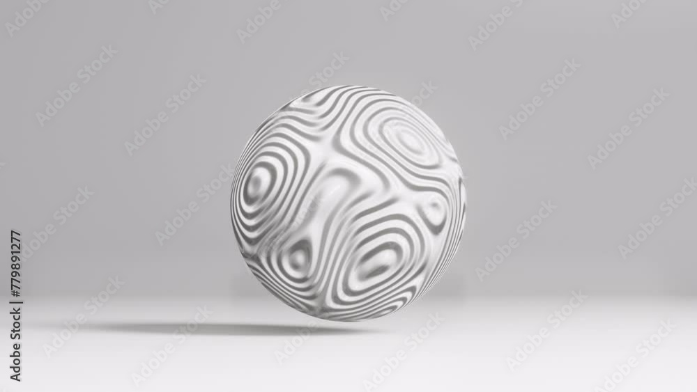 Rotation white sphere with animated and dynamic ripple texture in ...