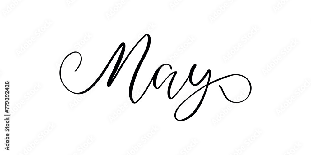 May - Handwritten inscription in calligraphic style on a white ...