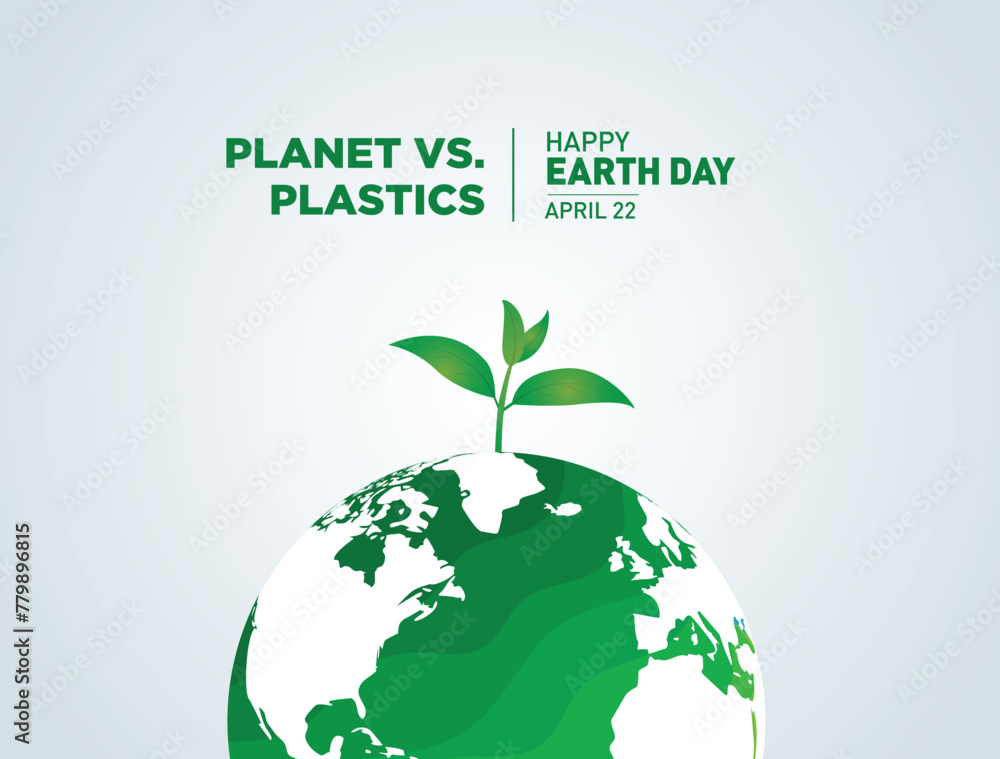 Vecteur Stock Ozone Day 02Planet vs. Plastics , Earth day 2024 concept 3d tree background ...
