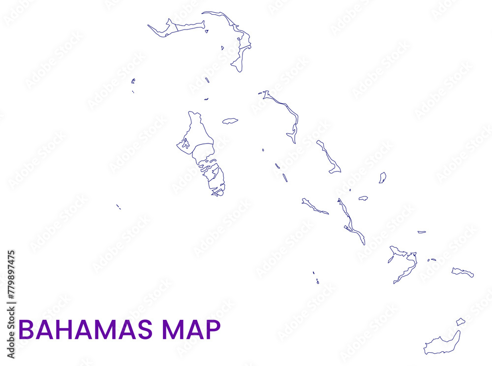High detailed map of Bahamas. Outline map of Bahamas. North America ...