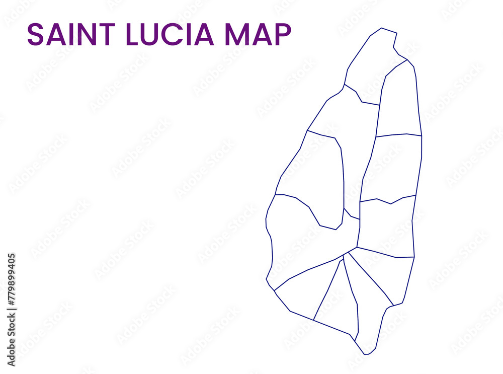 Stockillustratie High detailed map of Saint Lucia. Outline map of Saint ...