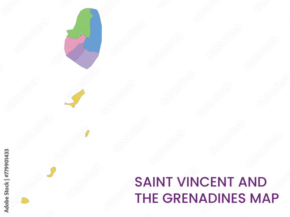 High detailed map of Saint Vincent and the Grenadines. Outline map of ...