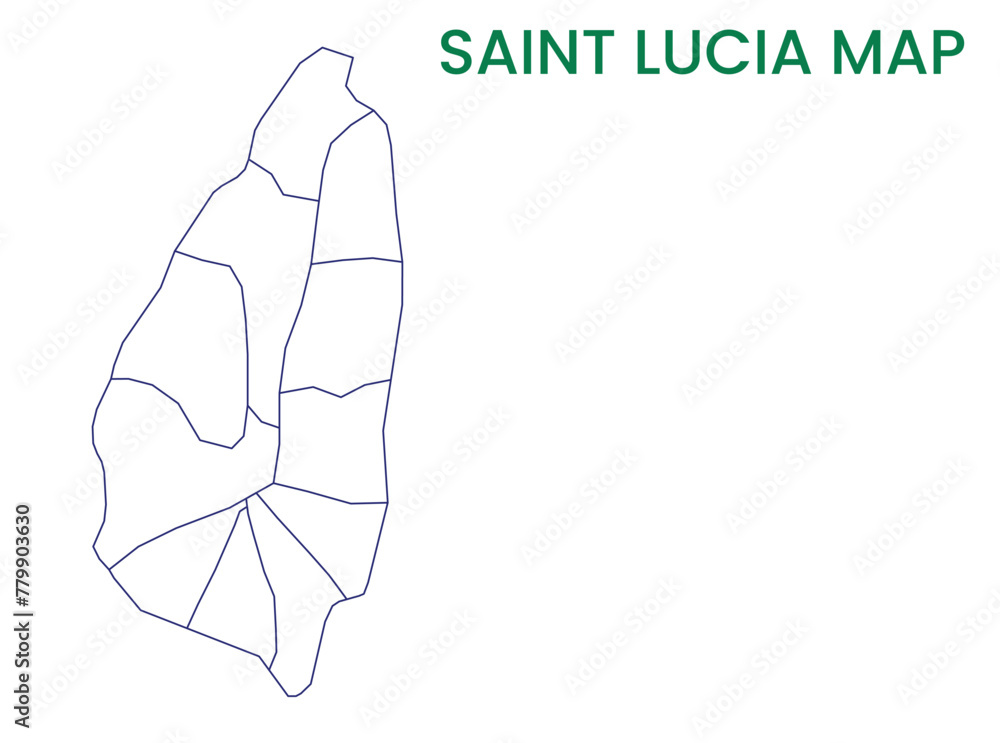 Vecteur Stock High detailed map of Saint Lucia. Outline map of Saint ...