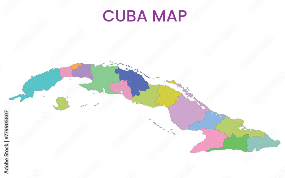 High detailed map of Cuba. Outline map of Cuba. North America Stock ...