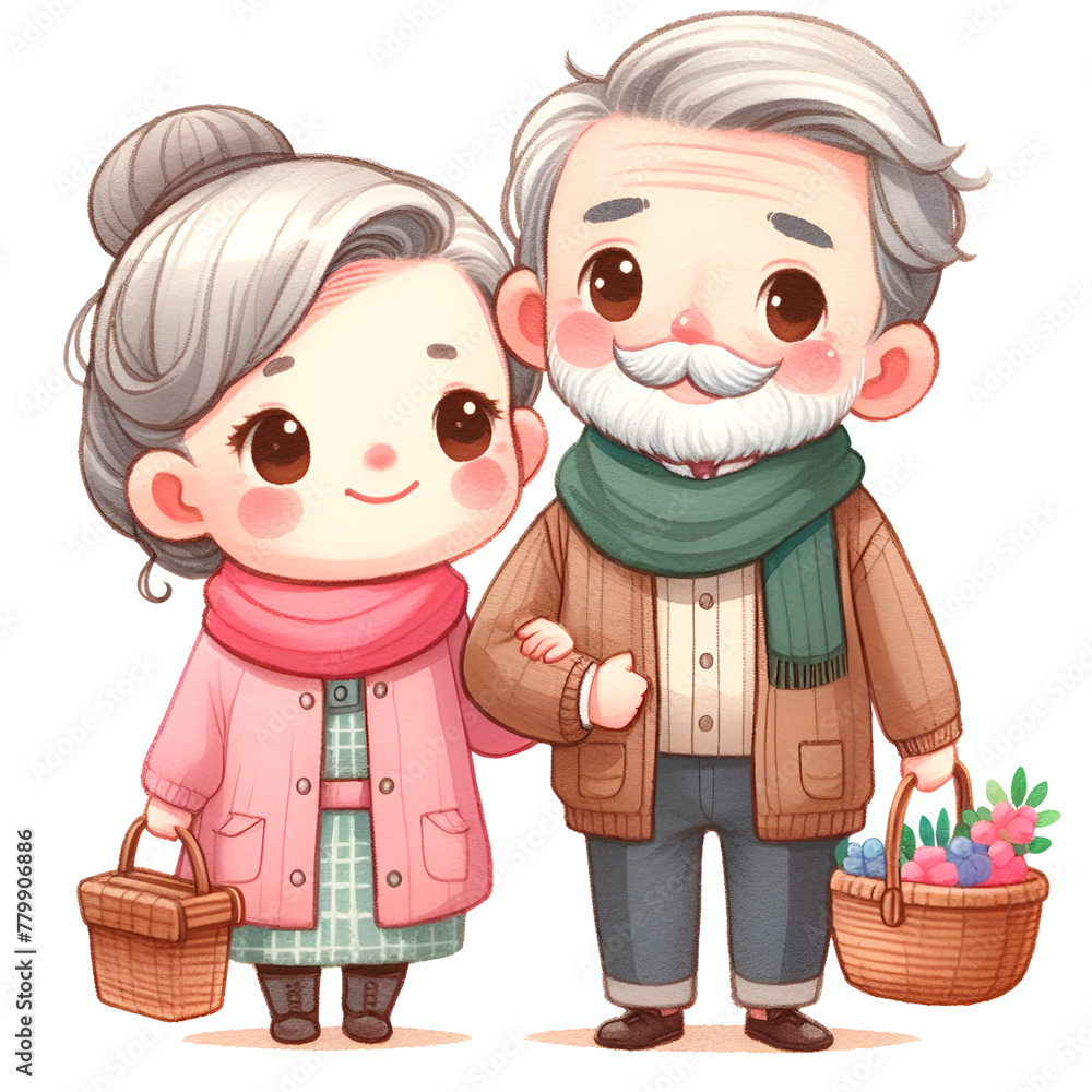 Watercolor Grandparents Clipart Set, old ladies and old mans, Cartoon ...