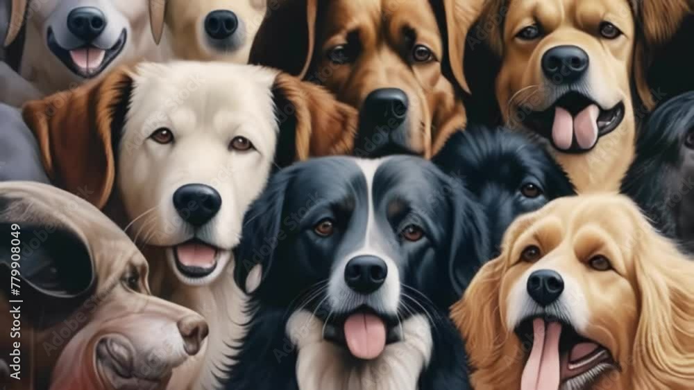 Vidéo Stock dogs portraits, puppy faces collage collection, many dog’s ...