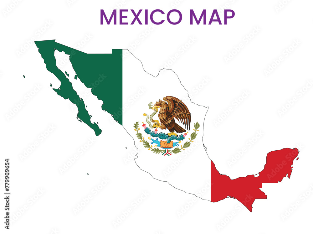 High detailed map of Mexico. Outline map of Mexico. North America Stock ...