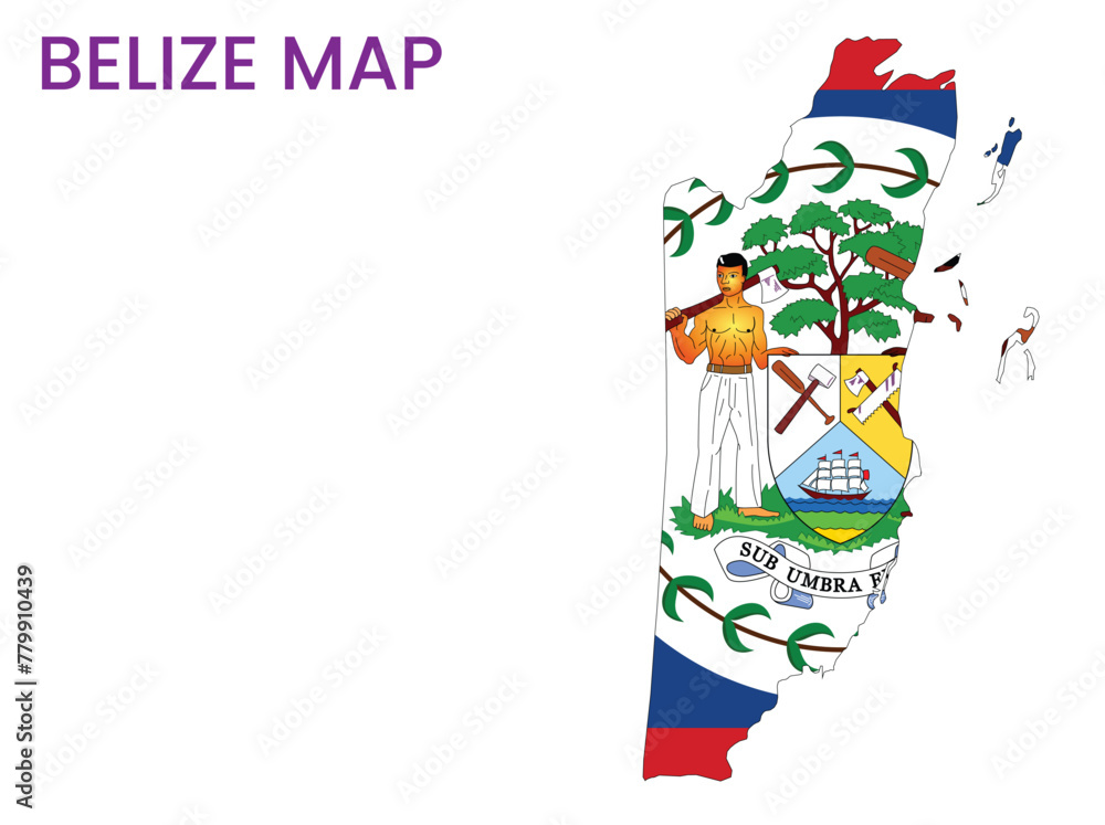 Vetor de High detailed map of Belize. Outline map of Belize. North ...