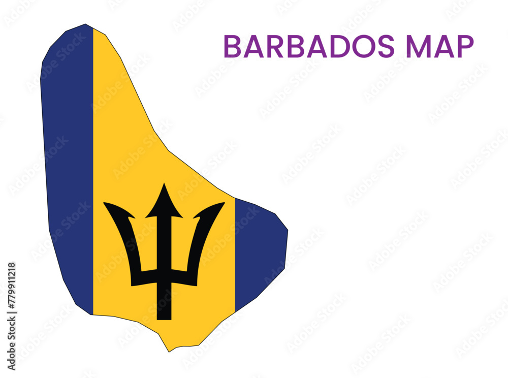 High detailed map of Barbados. Outline map of Barbados. North America ...