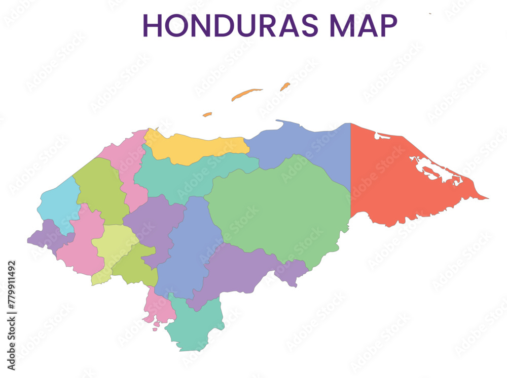 High detailed map of Honduras. Outline map of Honduras. North America ...