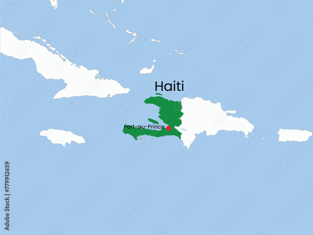 High detailed map of Haiti. Outline map of Haiti. North America Stock ...