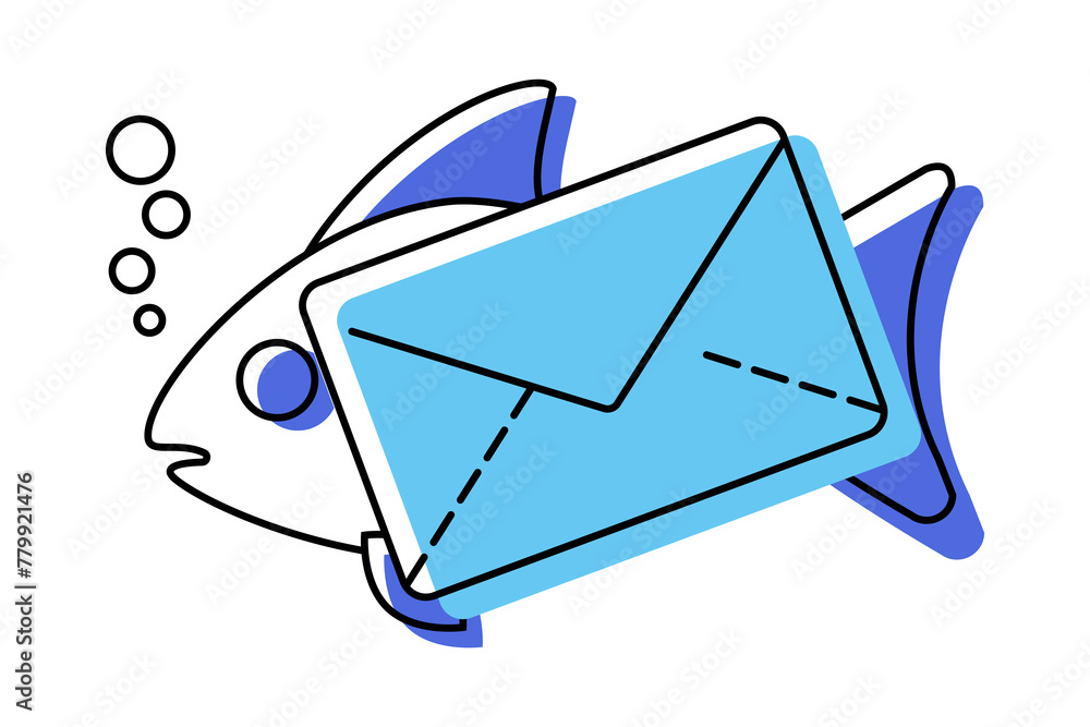 Fishing with email. Fishing fraud with mail envelope icon. Phishing ...