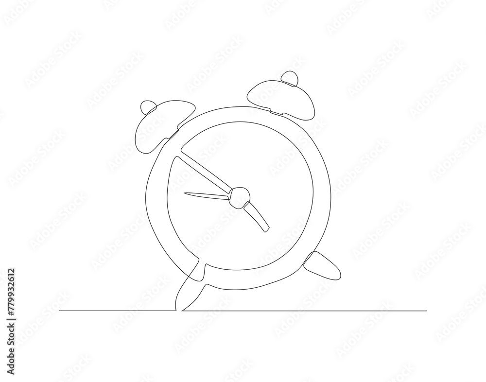 Continuous line drawing of alarm clock. One line of alarm clock. Alarm ...