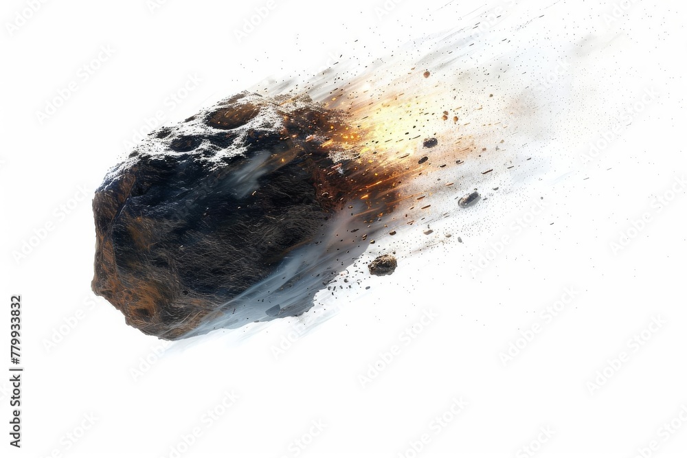 Meteor Isolated on White Background, Realistic Space Object ...
