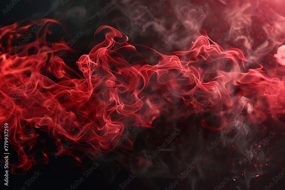 Realistic red smoke effect on transparent background, 3D render Stock ...