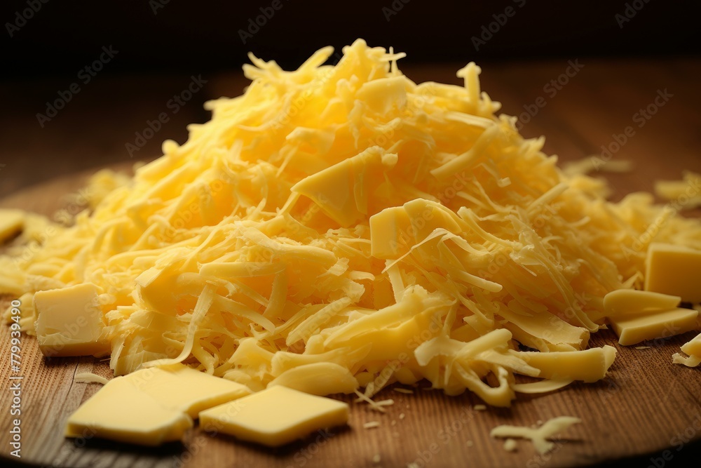 Bite-sized Shredded cheese. Pizza food texture. Generate Ai Stock Photo ...