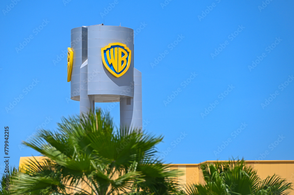 ABU DHABI - MAR 29: logotype of Warner Bros in front of entrance to the ...