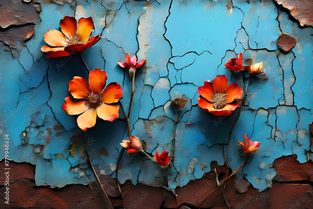 Rust and Bloom: A textured background with a juxtaposition of rusted ...