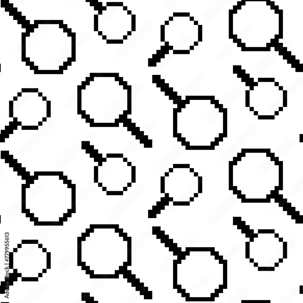 Magnifying glass icon pattern in pixels, vector illustration in flat ...